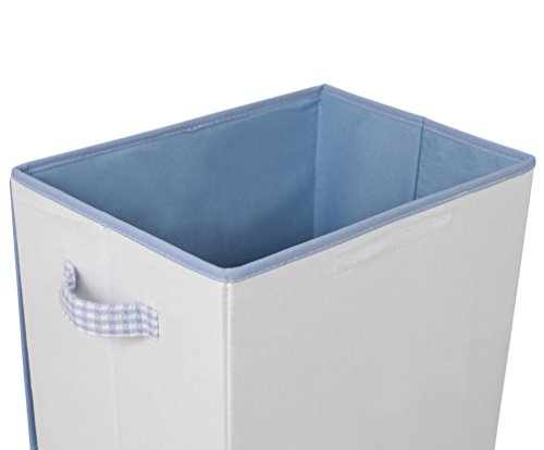 BirdRock Home Baby Clothes Hamper with Lid - Folding Cloth Hamper with Handles - Dirty Clothes Sorter Bin - Easy Storage - Collapsible - Blue and White