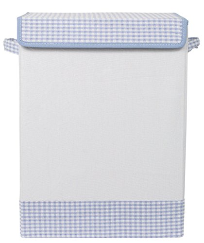 BirdRock Home Baby Clothes Hamper with Lid - Folding Cloth Hamper with Handles - Dirty Clothes Sorter Bin - Easy Storage - Collapsible - Blue and White