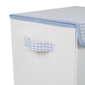 BirdRock Home Baby Clothes Hamper with Lid - Folding Cloth Hamper with Handles - Dirty Clothes Sorter Bin - Easy Storage - Collapsible - Blue and White