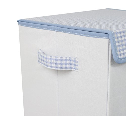 BirdRock Home Baby Clothes Hamper with Lid - Folding Cloth Hamper with Handles - Dirty Clothes Sorter Bin - Easy Storage - Collapsible - Blue and White