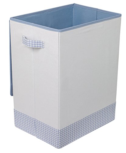 BirdRock Home Baby Clothes Hamper with Lid - Folding Cloth Hamper with Handles - Dirty Clothes Sorter Bin - Easy Storage - Collapsible - Blue and White