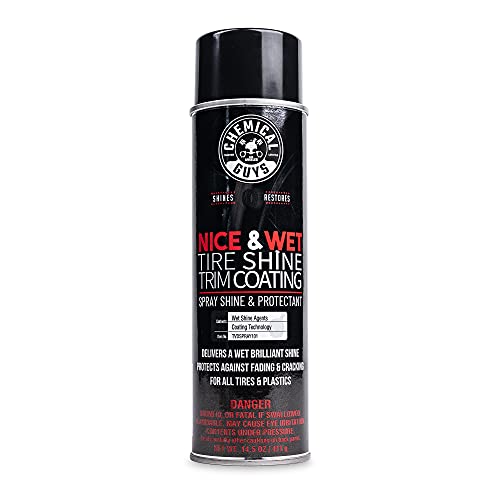 Chemical Guys TVDSPRAY101 Nice & Wet Tire Shine Trim Coating for Rubber, Plastic and Vinyl, Safe for Cars, Trucks, SUVs, Motorcycles, RVs & More, 14.5 fl oz,Black