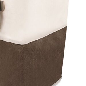 BIRDROCK HOME Square Cloth Laundry Hamper with Handles - Dirty Clothes Sorter - Easy Storage - Foldable - Brown and White Canvas