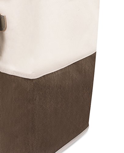 BIRDROCK HOME Square Cloth Laundry Hamper with Handles - Dirty Clothes Sorter - Easy Storage - Foldable - Brown and White Canvas