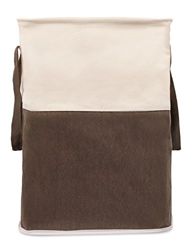 BIRDROCK HOME Square Cloth Laundry Hamper with Handles - Dirty Clothes Sorter - Easy Storage - Foldable - Brown and White Canvas