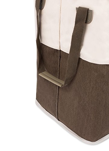 BIRDROCK HOME Square Cloth Laundry Hamper with Handles - Dirty Clothes Sorter - Easy Storage - Foldable - Brown and White Canvas