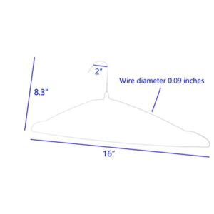 FixtureDisplays® Metal Wire Cloth Hanger Coat Hanger White Vinyl Coated Drip Dry Hanger 10 Pack 16X8 100701 100701