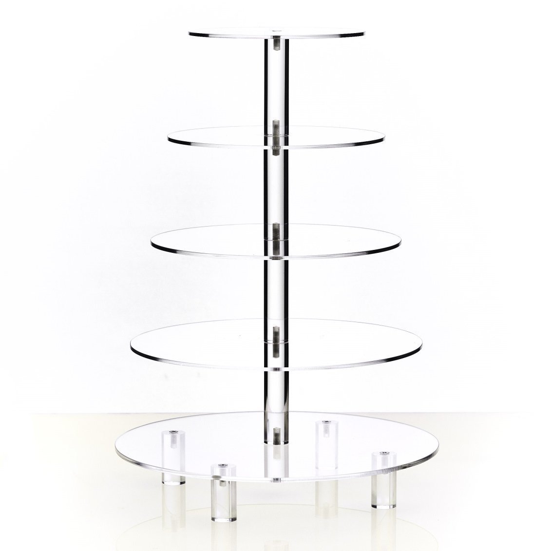 Hayley Cherie 5 Tier Round Cupcake Stand - Extra Thick 5mm Base - Acrylic Tiered Cake Stand - Dessert Tower - Weddings, Graduation, Birthday Parties (5 Tier)