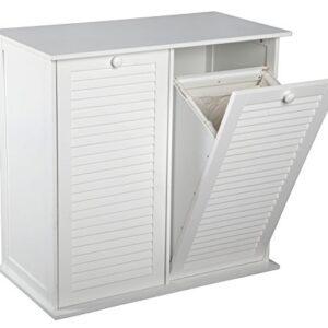 eHemco Dual Basket Tilt Out Laundry Sorter with 2 Removable Cotton Bags, White