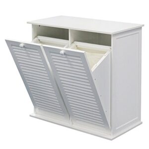 eHemco Dual Basket Tilt Out Laundry Sorter with 2 Removable Cotton Bags, White