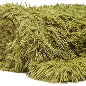 Chanasya Solid Faux Long Fur Throw Blanket - Soft, Fuzzy Throw Blanket - for Bed or Couch - 50" x 65” - Olive Green