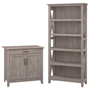 bush furniture key west secretary desk with 5 shelf bookcase, bing cherry