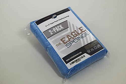 The Rag Company - Ultra Premium Korean Eagle Microfiber Detailing Applicator Sponge - Versatile Detailing Tool, Extra Absorbent, Able to Withstand Numerous Uses, 3in x 5in, Blue (2-Pack)