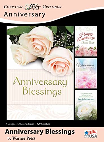 Boxed Greeting Cards - Christian Anniversary Cards with Envelopes - Anniversary Blessings - KJV Scripture - Package of 12