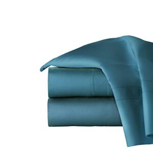 pointehaven 620 thread count 100% long staple cotton deep pocket oversized super soft sateen sheet set, queen, teal