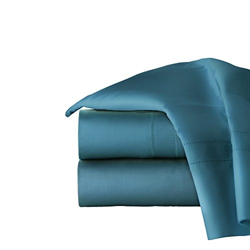 Pointehaven 620 Thread Count 100% Long Staple Cotton Deep Pocket Oversized Super Soft Sateen Sheet Set, Queen, Teal