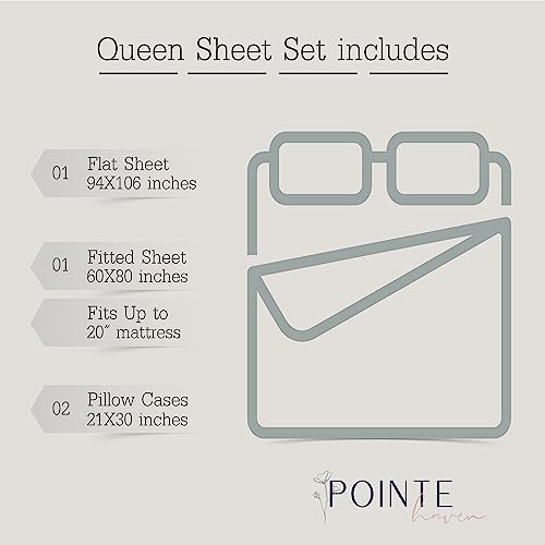 Pointehaven 620 Thread Count 100% Long Staple Cotton Deep Pocket Oversized Super Soft Sateen Sheet Set, Queen, Teal