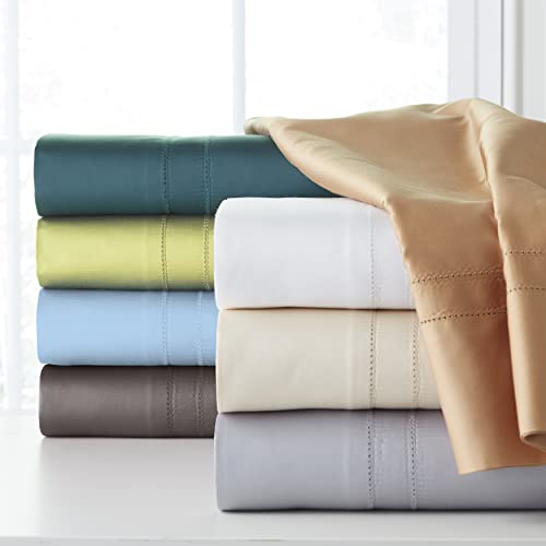 Pointehaven 620 Thread Count 100% Long Staple Cotton Deep Pocket Oversized Super Soft Sateen Sheet Set, Queen, Teal