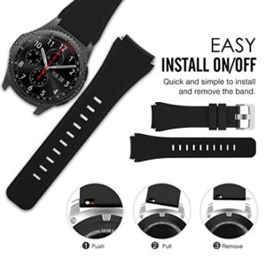 MoKo Band Compatible with Samsung Galaxy Watch 3 45mm/Gear S3 Frontier/Classic/Galaxy Watch 46mm/Huawei Watch GT2 Pro/GT 46mm/GT2 46mm/Ticwatch Pro 3, Silicone Strap Fit 22mm Band, BLACK