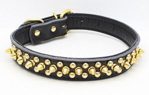 benala soft genium leather gold spiked studded pet puppy dog collar for small medium dogs size s m l 5 colors