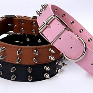 Benala 20-22" Large Spikes Leather Dog Collars Studded Dog Collar Medium Or Large Pet Collar Adjustable