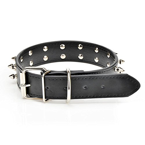 Benala 20-22" Large Spikes Leather Dog Collars Studded Dog Collar Medium Or Large Pet Collar Adjustable