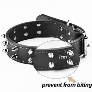 Benala 20-22" Large Spikes Leather Dog Collars Studded Dog Collar Medium Or Large Pet Collar Adjustable