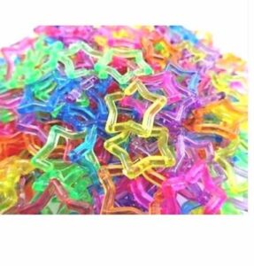 power of dream star shape clear color chain links plastic neon toy parrot bird kid diy 100pcs