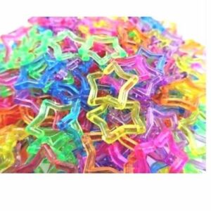 Power of Dream Star Shape Clear Color Chain Links Plastic Neon Toy Parrot Bird Kid DIY 100pcs