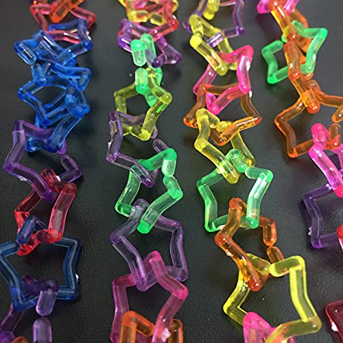 Power of Dream Star Shape Clear Color Chain Links Plastic Neon Toy Parrot Bird Kid DIY 100pcs