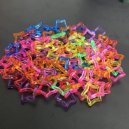 Power of Dream Star Shape Clear Color Chain Links Plastic Neon Toy Parrot Bird Kid DIY 100pcs