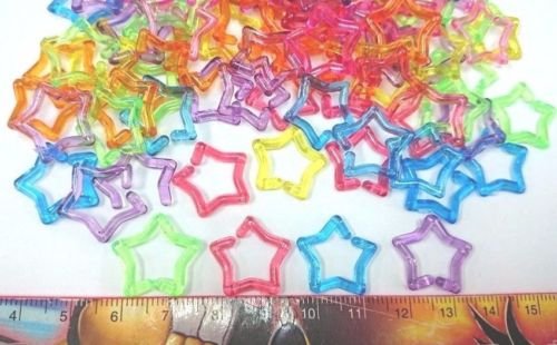 Power of Dream Star Shape Clear Color Chain Links Plastic Neon Toy Parrot Bird Kid DIY 100pcs