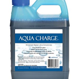 Aqua Charge Windshield Washer Ultra Concentrate, 1 Bottle Makes 55 gallons of Finished Summer Product, Simply Add Methanol for a Winter Blend down to -20F