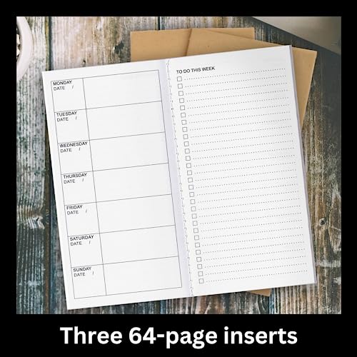 RICCO BELLO Weekly To Do Undated Calendar Travelers Journal Refill, 8.25 x 4.25 inches (Set of 3)