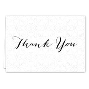 Boho Spirit Thank You Note Cards / 36 Greeting Cards With White Envelopes Set / 6 Floral And Feather Gratitude Card Designs / 3 1/2" x 4 7/8" Thanks Note Cards