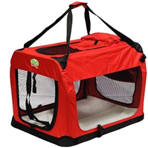 Go Pet Club 48" Soft Collapsible Dog Crate for Dogs, Portable Pet Carrier, Thick Padded Pet Travel Crate for Indoor & Outdoor, Soft Sided Pet Foldable Kennel Cage with Durable Mesh Windows, Red