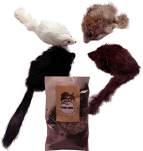 hdp long haired furry mice cat toy size:pack of 4