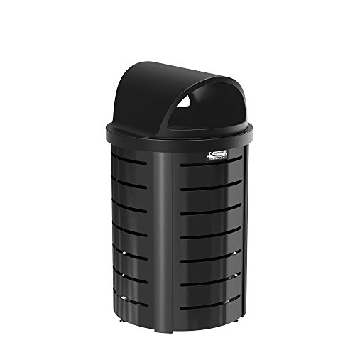 Suncast Commercial 35 Gallon Metal Outdoor Trash Can, Black