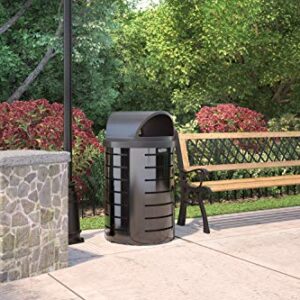 Suncast Commercial 35 Gallon Metal Outdoor Trash Can, Black