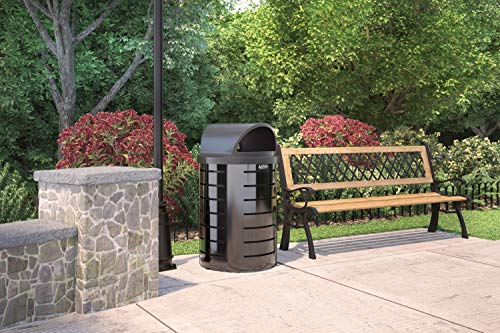 Suncast Commercial 35 Gallon Metal Outdoor Trash Can, Black