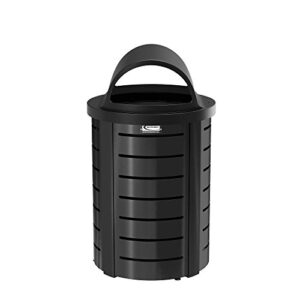 Suncast Commercial 35 Gallon Metal Outdoor Trash Can, Black