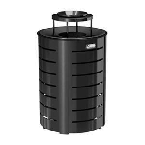 Suncast Commercial 35 Gallon Metal Outdoor Trash Can, Black