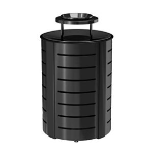 Suncast Commercial 35 Gallon Metal Outdoor Trash Can, Black