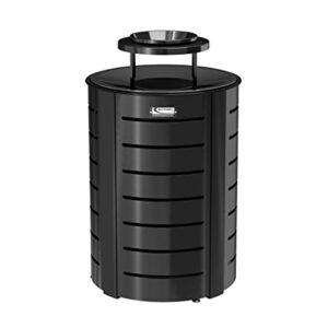 Suncast Commercial 35 Gallon Metal Outdoor Trash Can, Black