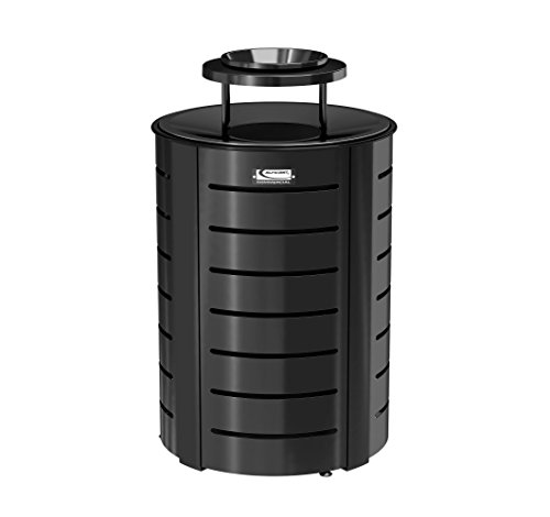 Suncast Commercial 35 Gallon Metal Outdoor Trash Can, Black