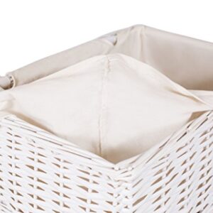 BIRDROCK HOME Woven Willow Baskets with Liner for Storage and Laundry - Set of 5 - Rectangular Hamper Bins with Lids - Decorative Wooden Wicker Basket for Organizing Blankets - Baby Organizer - White