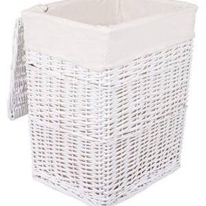 BIRDROCK HOME Woven Willow Baskets with Liner for Storage and Laundry - Set of 5 - Rectangular Hamper Bins with Lids - Decorative Wooden Wicker Basket for Organizing Blankets - Baby Organizer - White