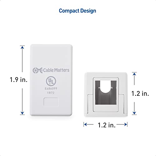 Cable Matters UL Listed 5-Pack 1-Port Keystone Jack Surface Mount Box in White