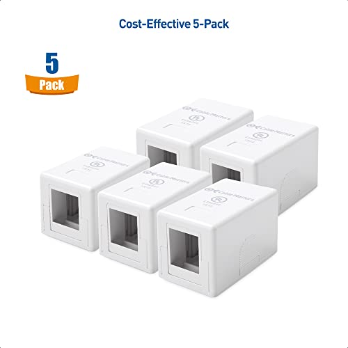 Cable Matters UL Listed 5-Pack 1-Port Keystone Jack Surface Mount Box in White