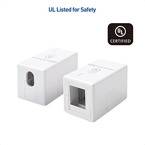 Cable Matters UL Listed 5-Pack 1-Port Keystone Jack Surface Mount Box in White